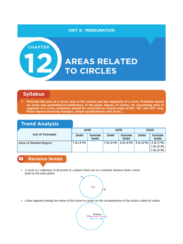 Areas Related To Circles | PDF | Circle | Area