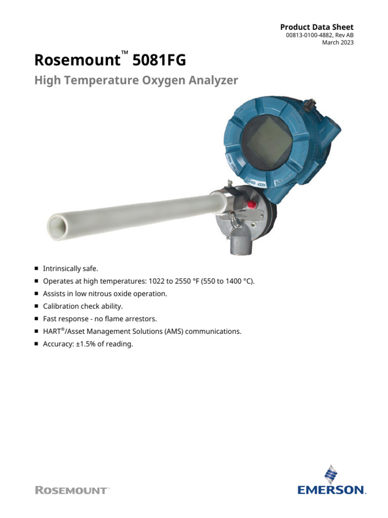 Product Data Sheet Rosemount 5081fg en 69426 | PDF | Combustion | Power ...