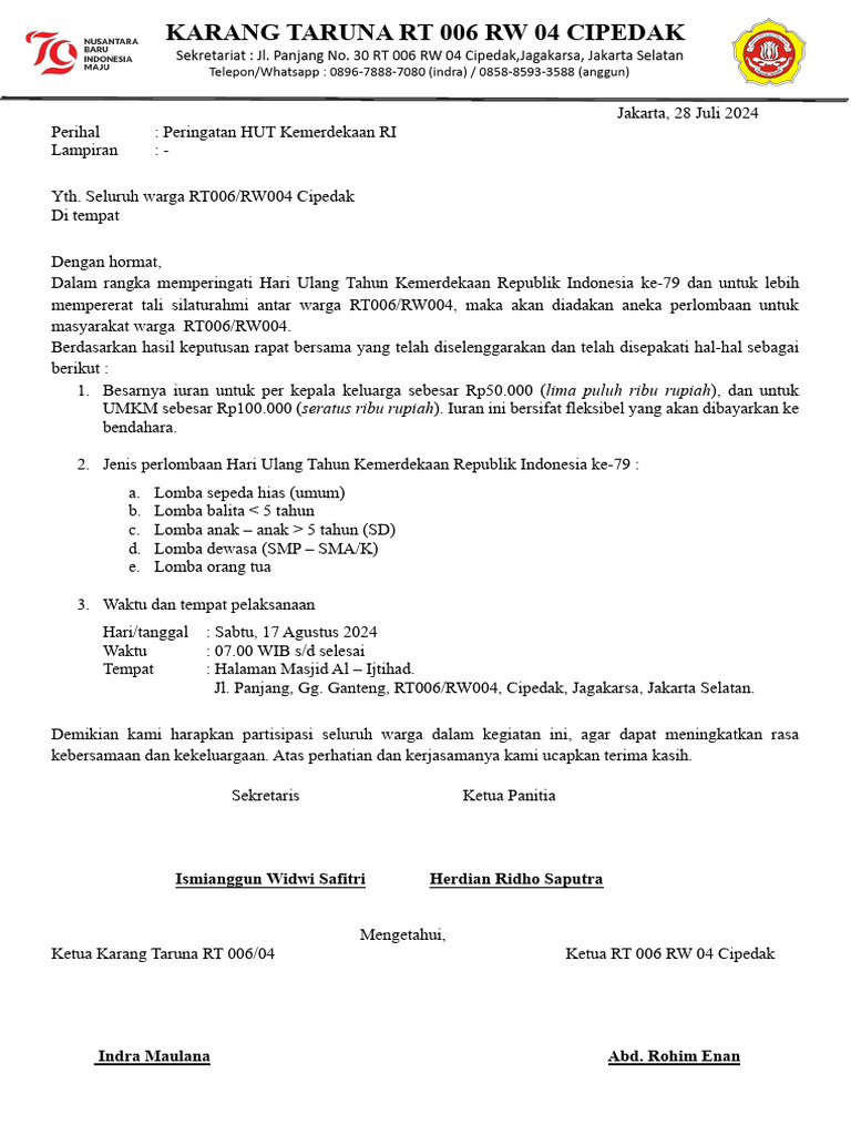 Surat Edaran 17 Agustus-1 | PDF