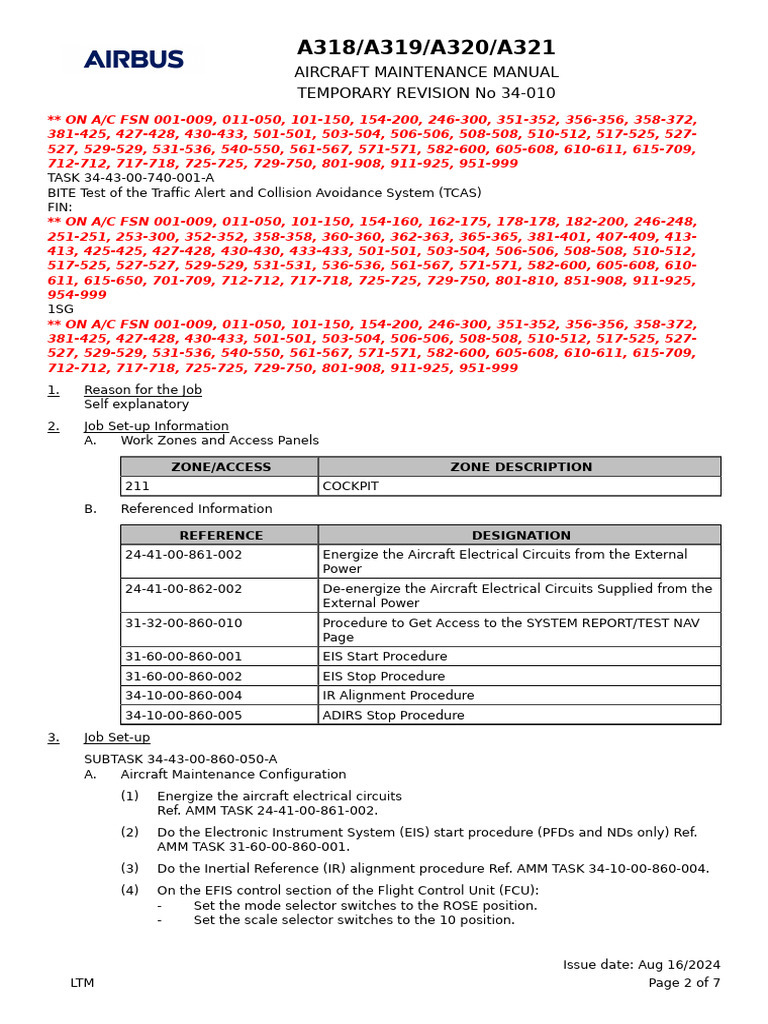 A318/A319/A320/A321: Aircraft Maintenance Manual Temporary Revision No 34-010 | PDF | Airbus ...