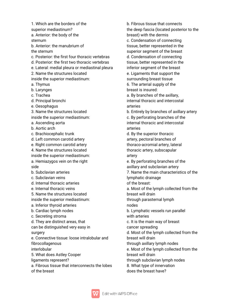 Anatomy test | PDF | Aorta | Lung