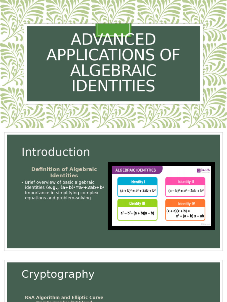 Advanced Applications of Algebraic Identities | PDF