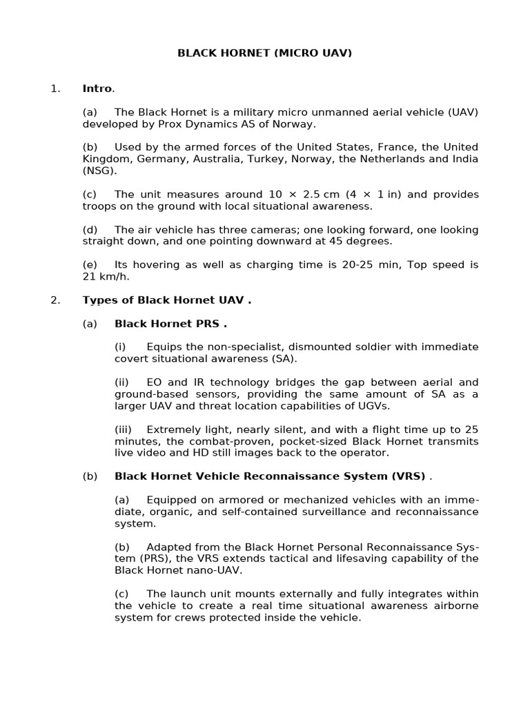 Black Hornet | PDF | Unmanned Aerial Vehicle | Military Technology
