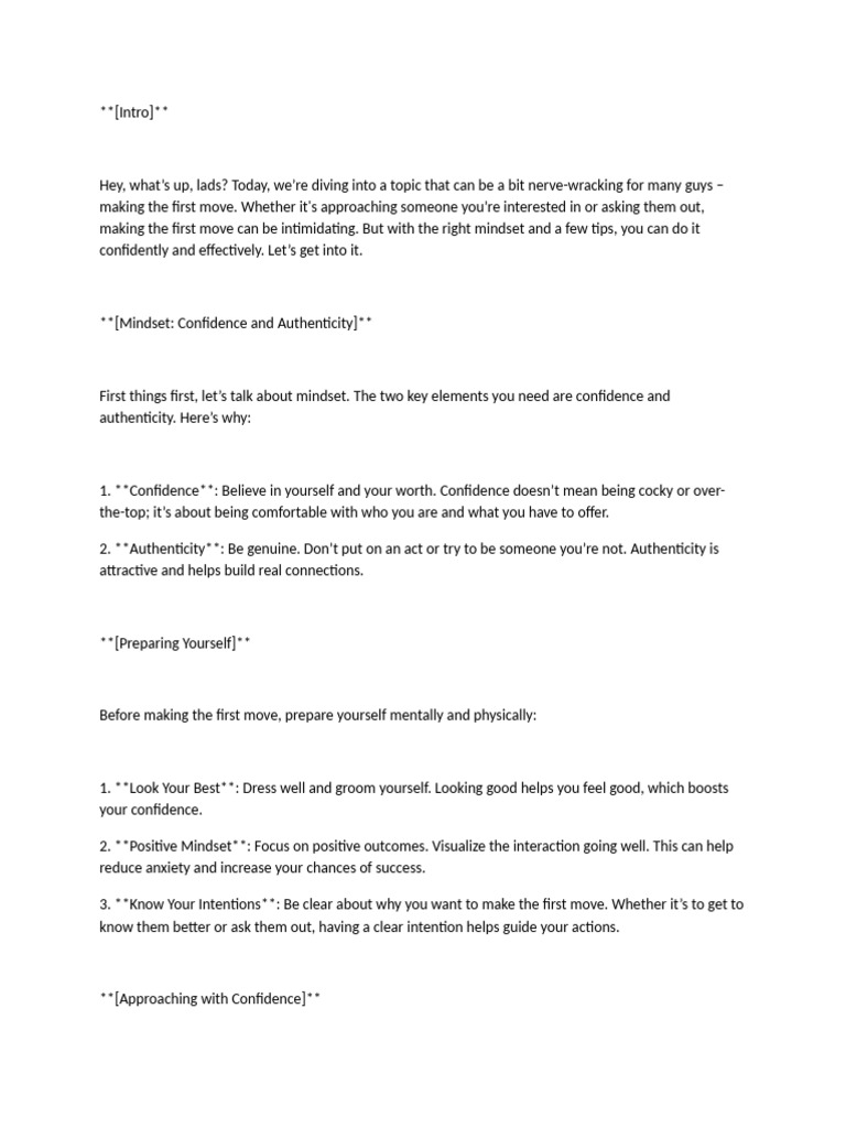 making the first move script | PDF | Conversation making the first move script | PDF | Conversation