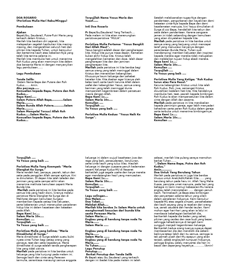 Doa Rosario Peristiwa Mulia | PDF