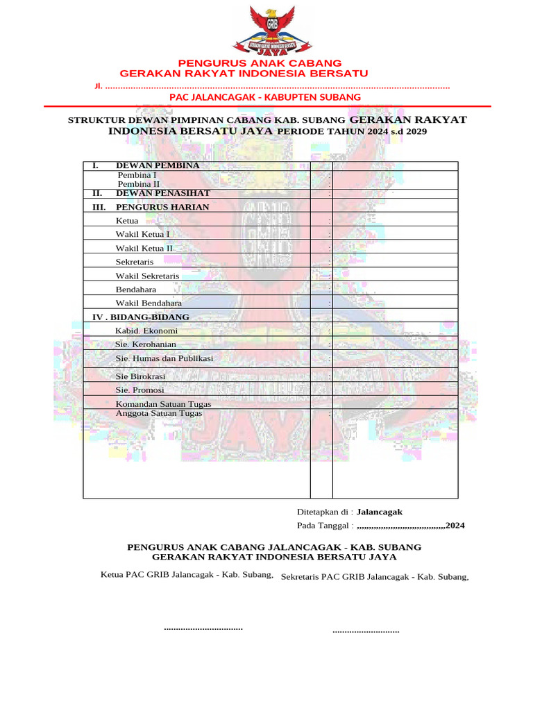 Contoh Struktur-Pengurus-Pac | PDF