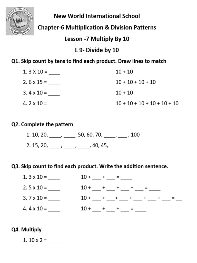 Multiply and Divide by 10 Extrapractice Worksheet | PDF
