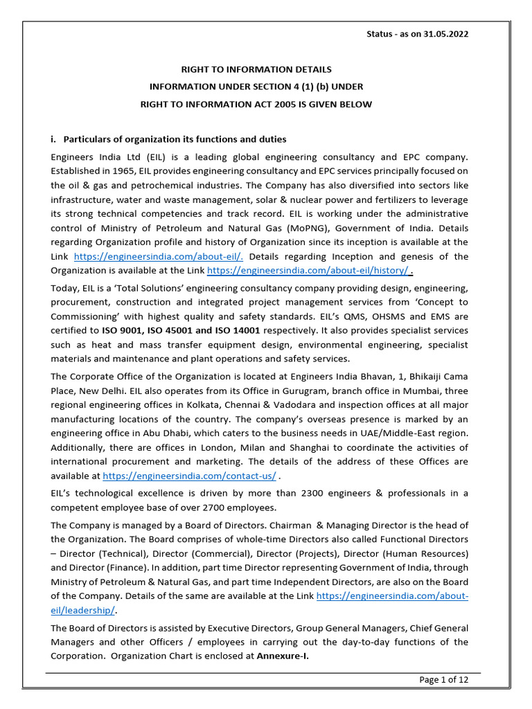 Information Under 4 1 B Under The Right To Information Act 2005 | PDF ...