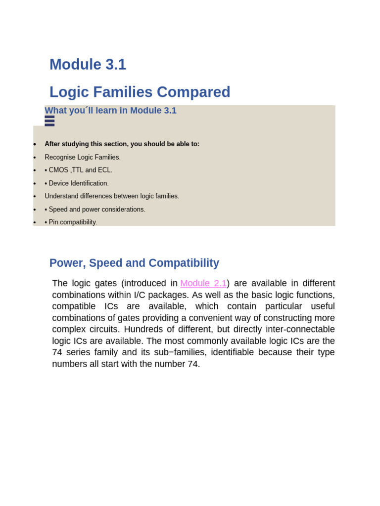 LOGIC FAMILIES | PDF | Integrated Circuit | Cmos