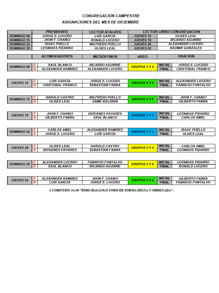 12 - Asignaciones Diciembre - 2024 | PDF