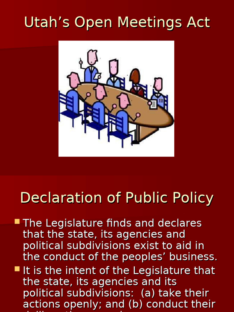 Utah Open Meetings Act Overview | PDF | Freedom Of Information Laws By ...