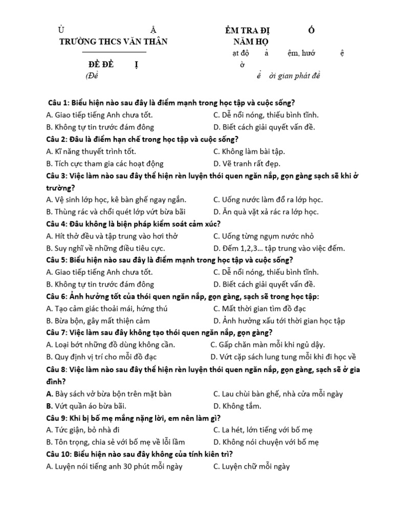 Hđtn7-Vanthan - Q6-Deda-Mt - Thcs Văn Thân q6 - TP.H Chí Minh | PDF