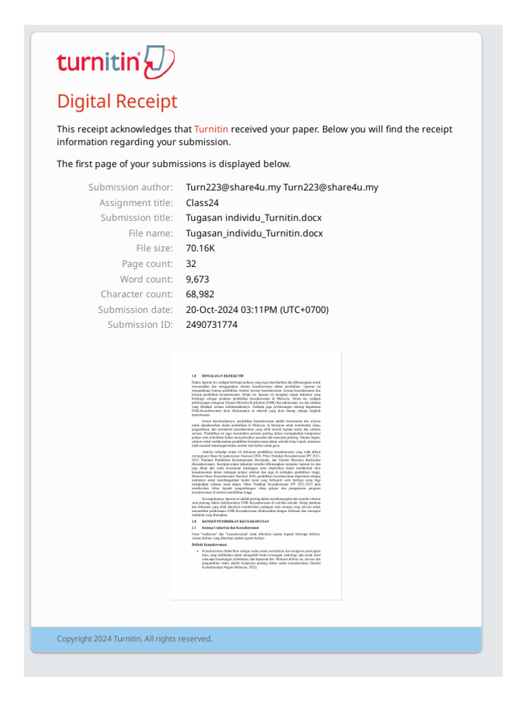 receipt_Tugasan individu_Turnitin.docx | PDF
