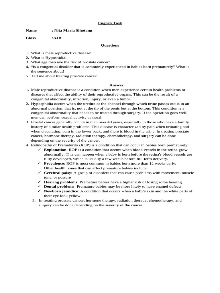 English Task | PDF | Prostate | Cancer