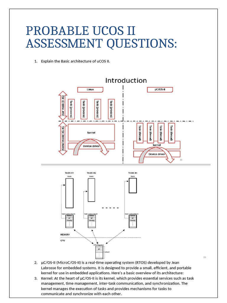 Probable UCOS II Assessment Questions | PDF | Scheduling (Computing) | Embedded System
