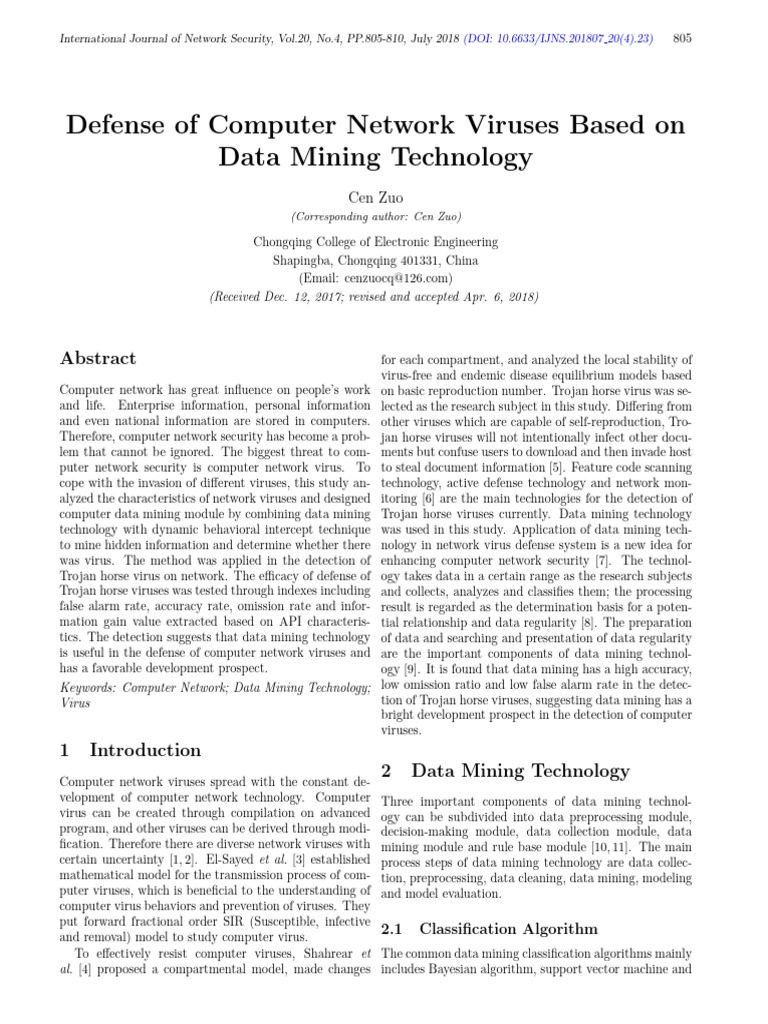 Defense of Computer Network Viruses Based On Data Mining Technology ...