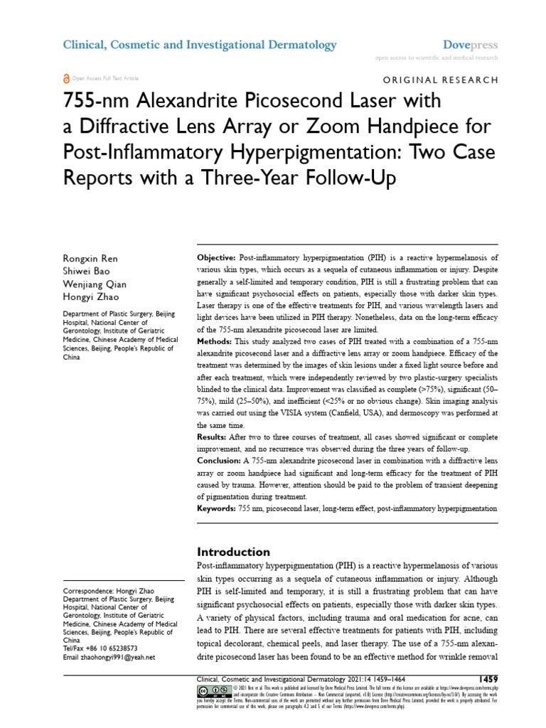 Efficacy of 755nm Picosecond Laser for PIH | PDF | Laser | Medicine