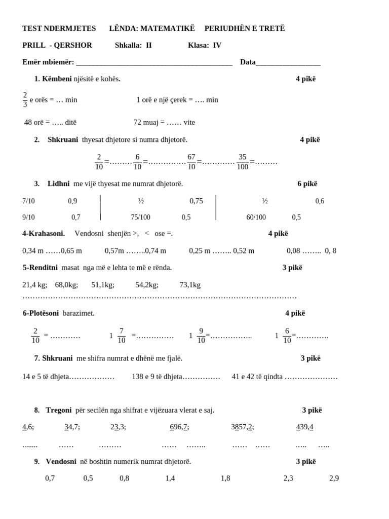 Test Matematike | PDF