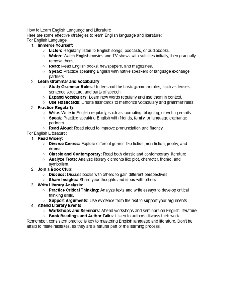 How We Learn English Language and Literature | PDF