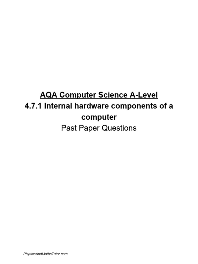 7.1. Internal Hardware Components of A Computer QP | PDF