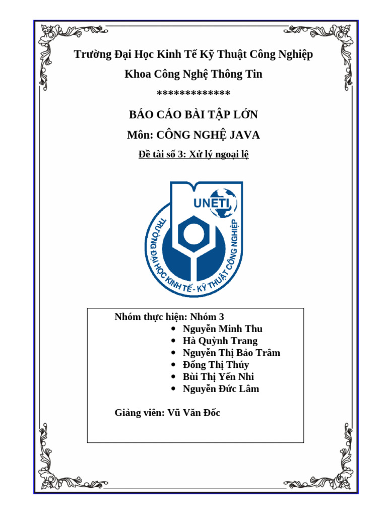BTL - Công nghệ Java - Nhóm 3 | PDF