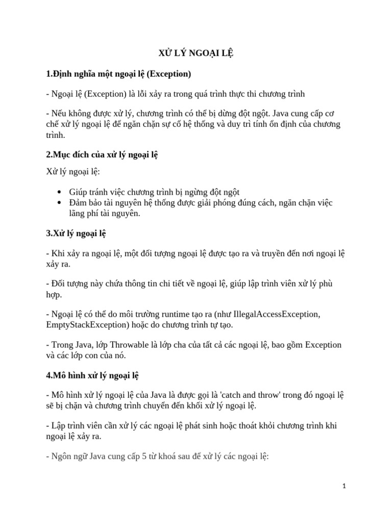 BTL - NHÓM 3 - XỬ LÝ NGOẠI LỆ | PDF