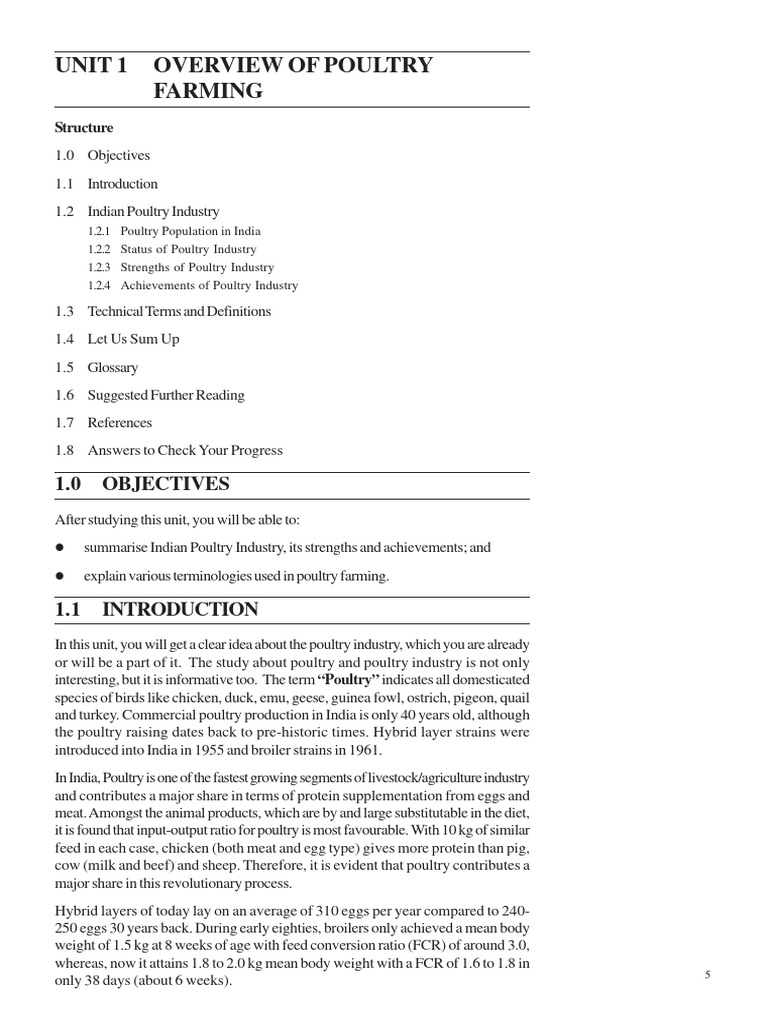 Unit-1 | PDF | Chicken | Poultry