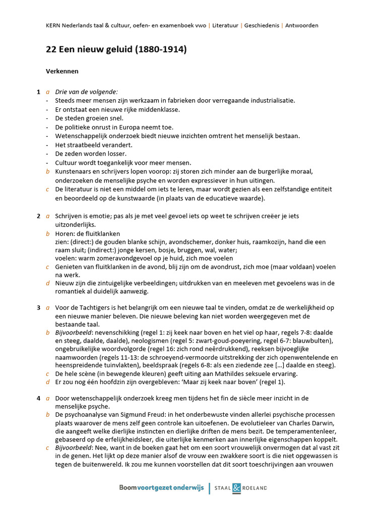 A456 Literatuur 22 Een Nieuw Geluid Antwoorden | PDF