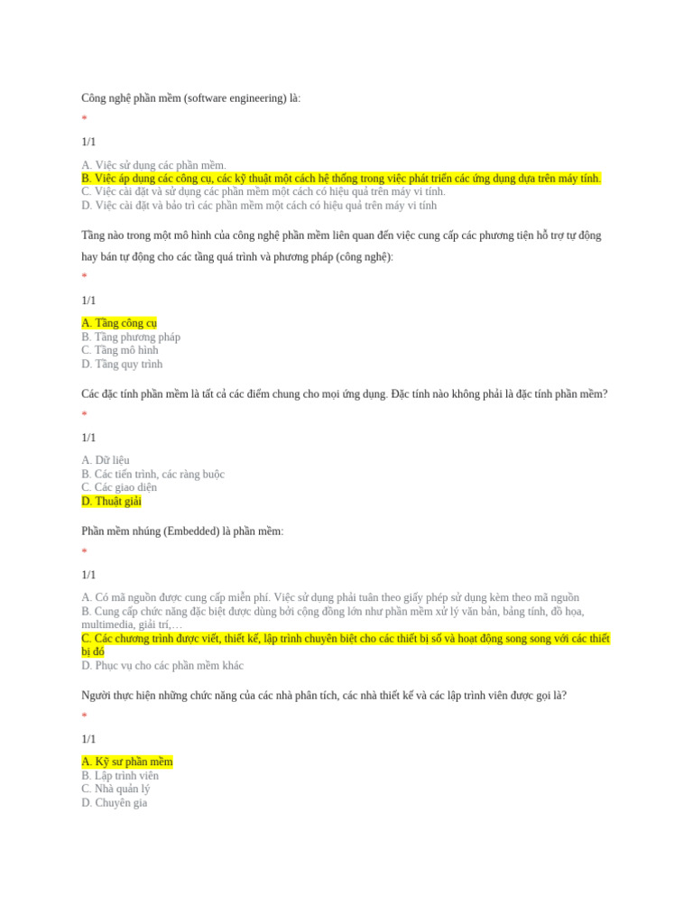 ÔN TẬP - CNPM - CHƯƠNG 1+2 | PDF