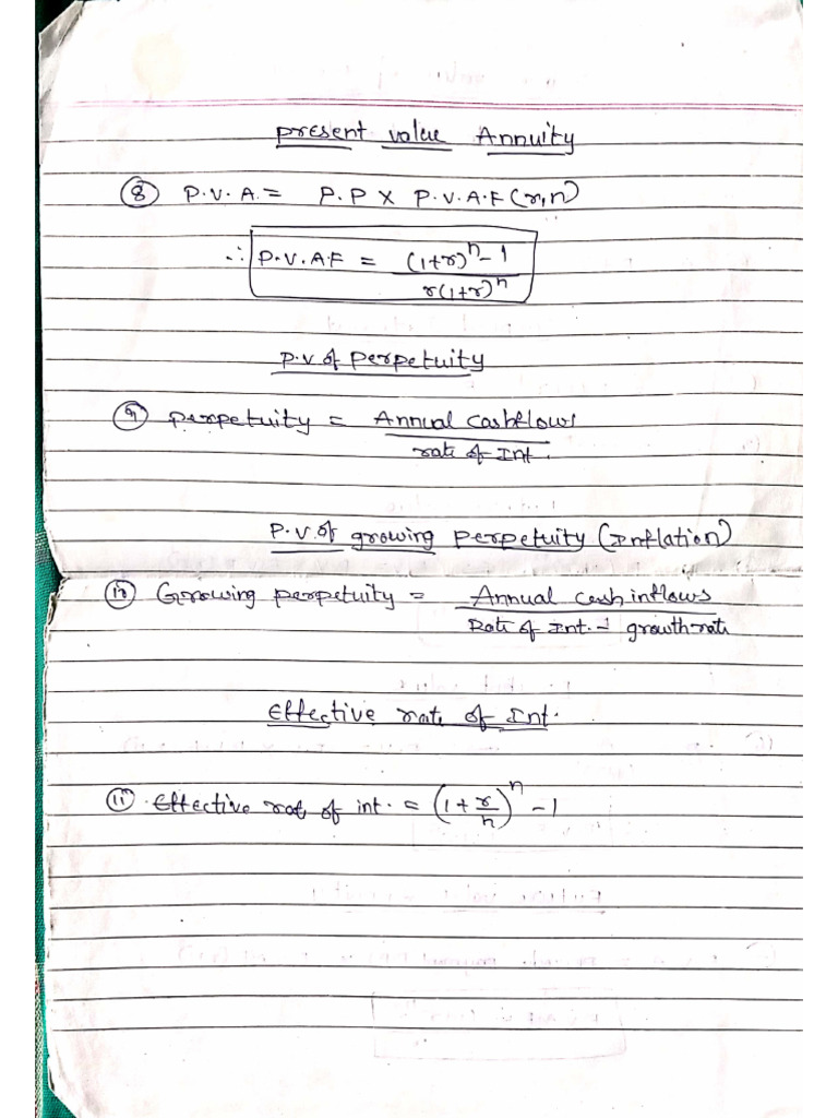 Time Value of Money Formulas | PDF