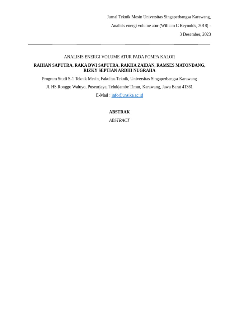 Analisis Energi Volume Atur Pada Turbin Hidrolik Coba Cek[2] | PDF