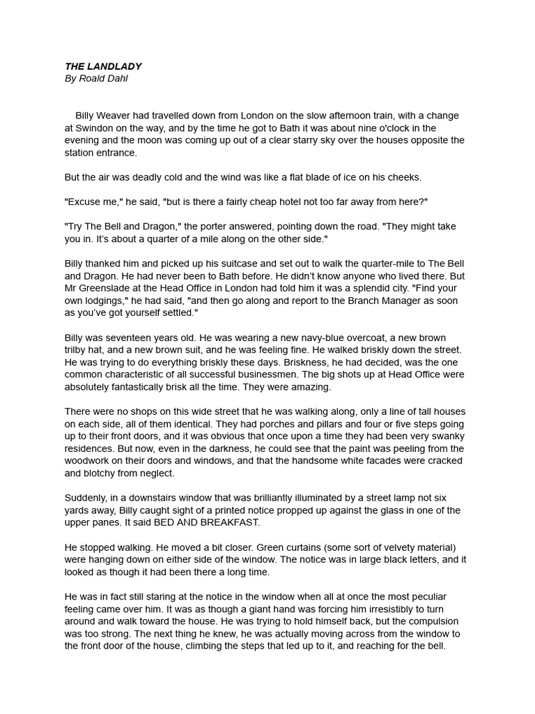 The Landlady | PDF