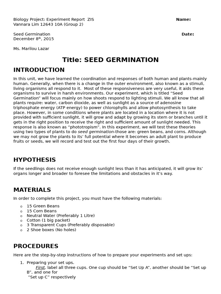 Day-by-Day Seed Germination Analysis | PDF | Seed | Plants