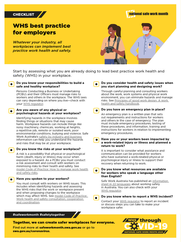 NSWM 2020 Checklist - WHS Best Practice | PDF | Occupational Safety And ...