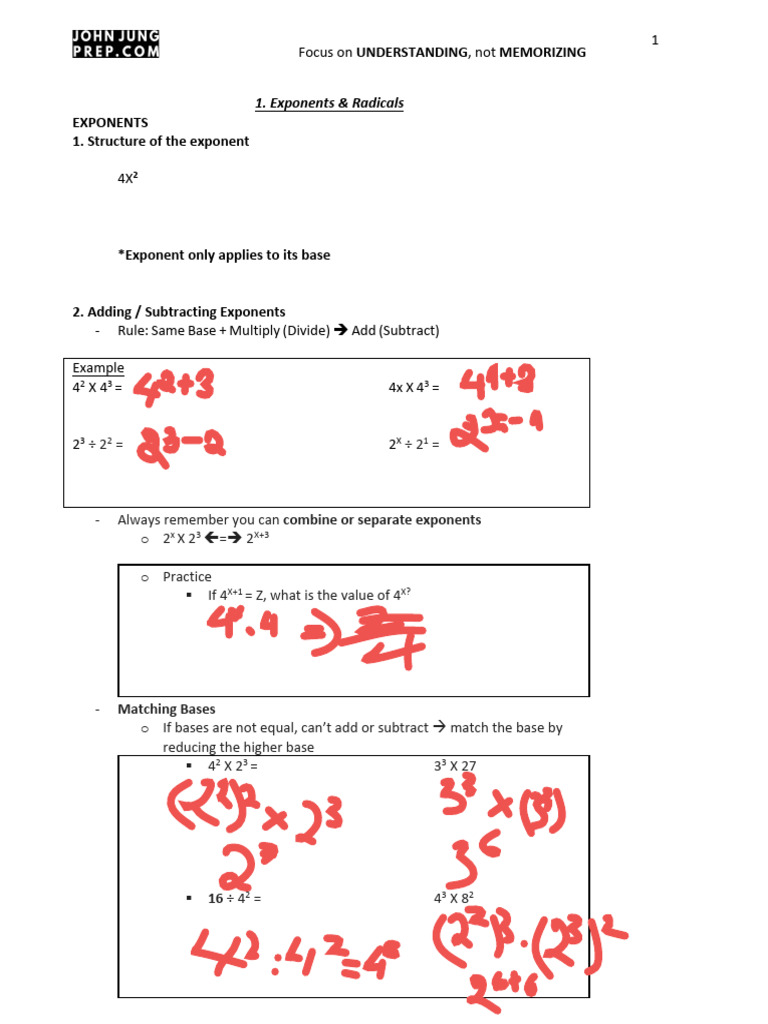 1. Exponents Worksheet | PDF