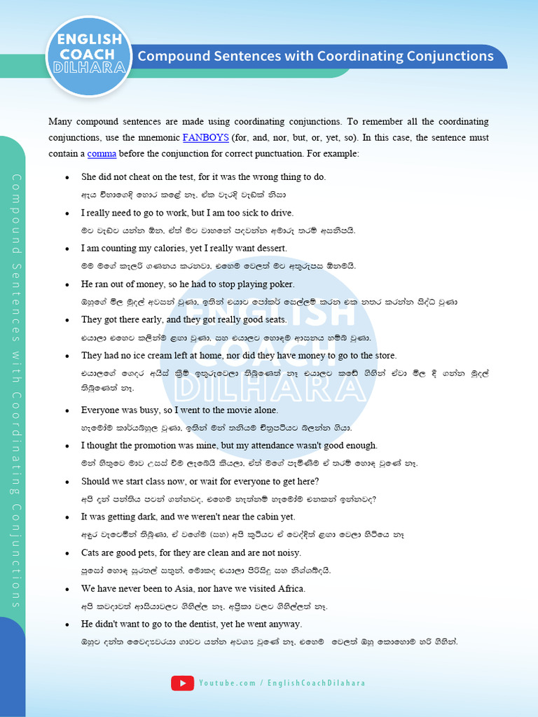 Compound Sentences ( Examples) | PDF | English Grammar | Orthography