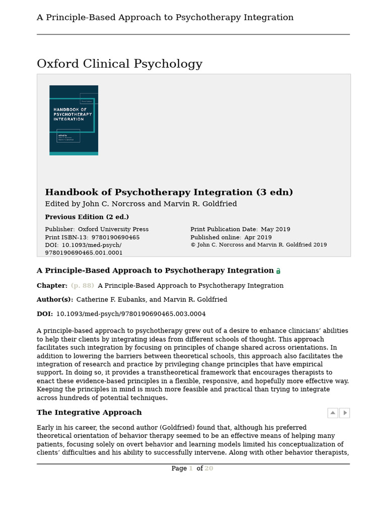 Ch 4 Eubanks and Goldfried | PDF | Psychotherapy | Cognitive Behavioral ...