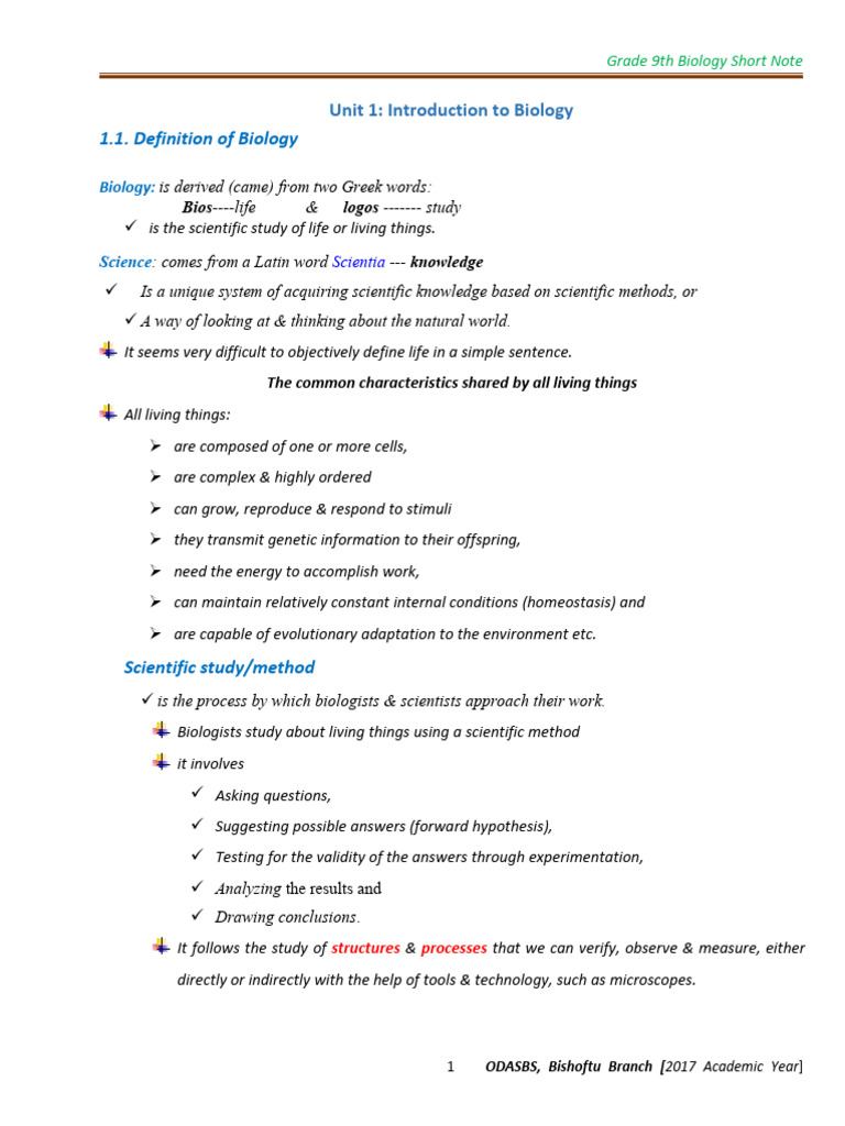 9th Grade Biology Overview and Methods | PDF | Microscope | Scientific ...