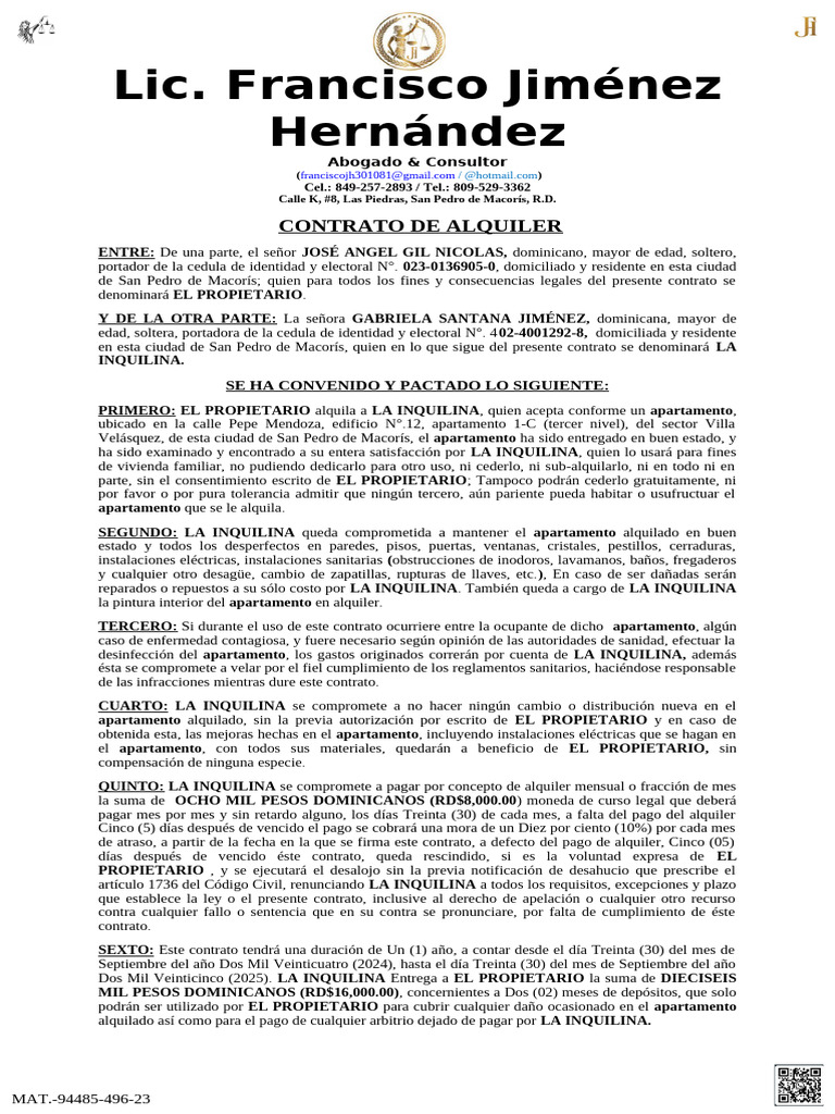Contrato de Alquiler - José Angel Gil Nicolas | PDF | Apartamento ...