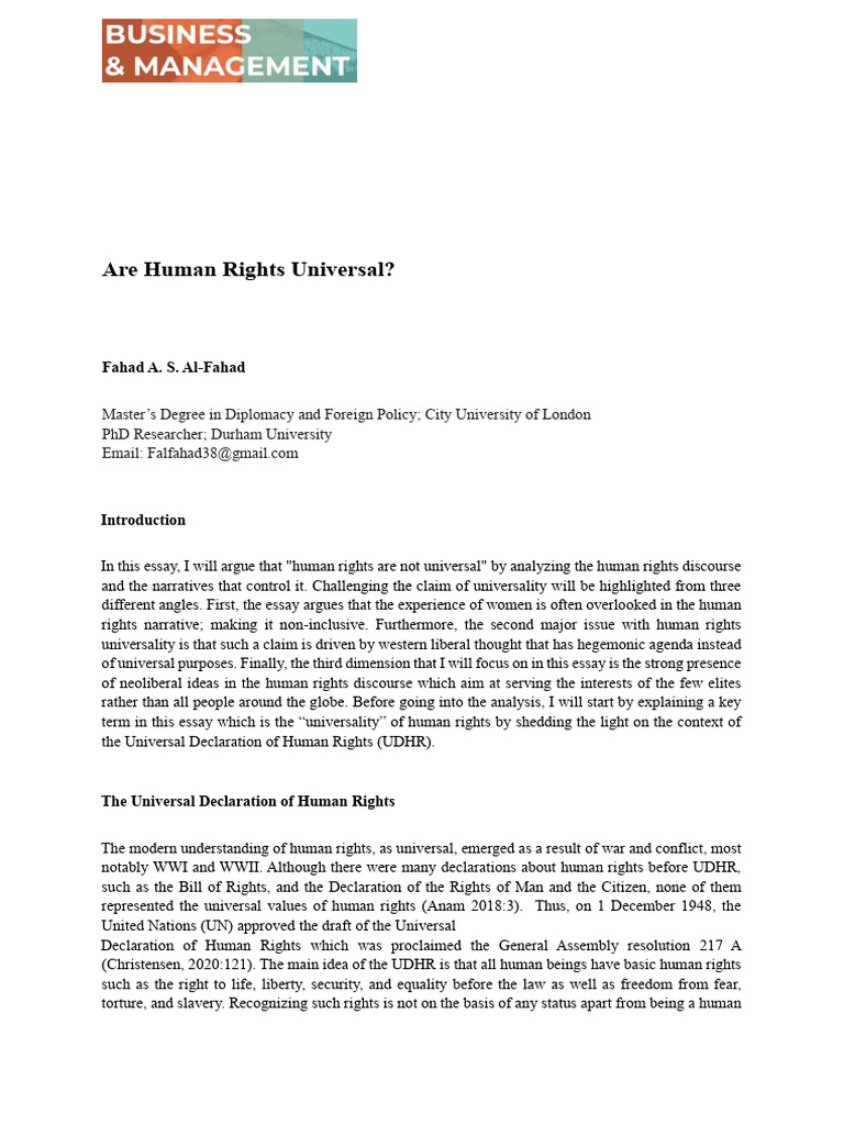 Human Rights: A Non-Universal Perspective | PDF | Human Rights ...