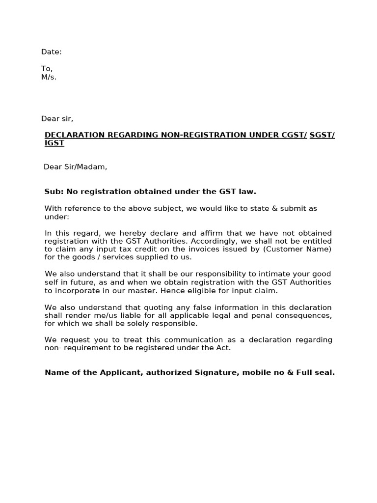 Gst-Declaration Word | PDF