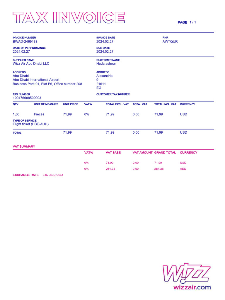Einvoice BWAD-2469138 | PDF