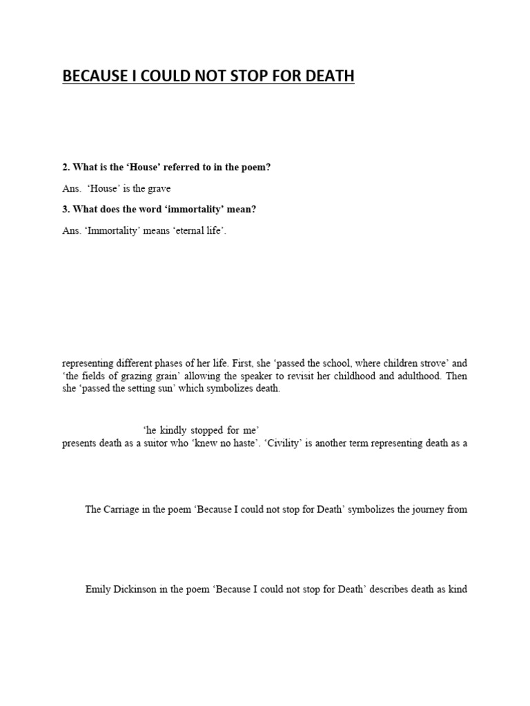 BECAUSE I COULD NOT STOP FOR DEATH | PDF
