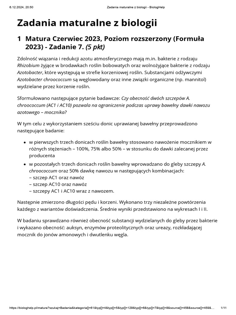 Badania Biologiczne Matura P | PDF