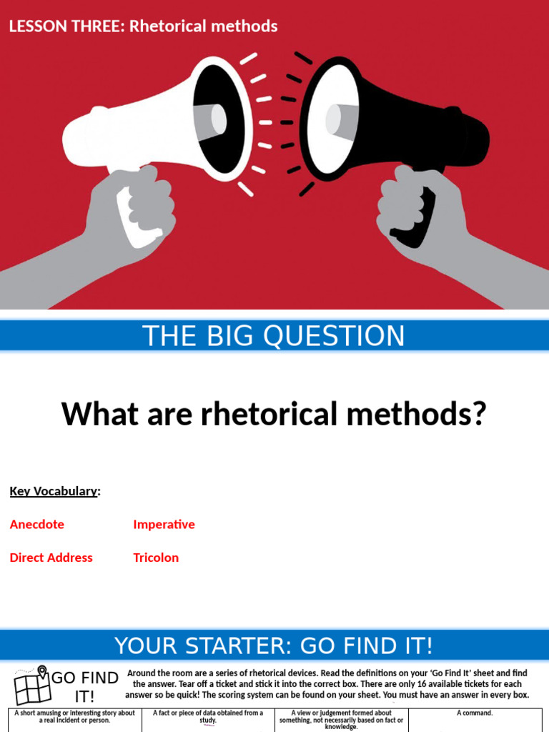 Lesson 3 - Rhetorical Methods | PDF | Rhetoric | Question
