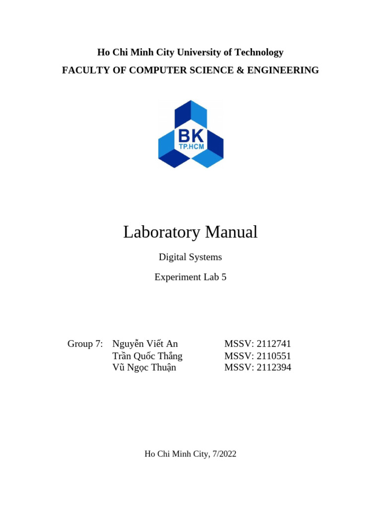 HCMUT Digital System Lab Report Lab 05 | PDF