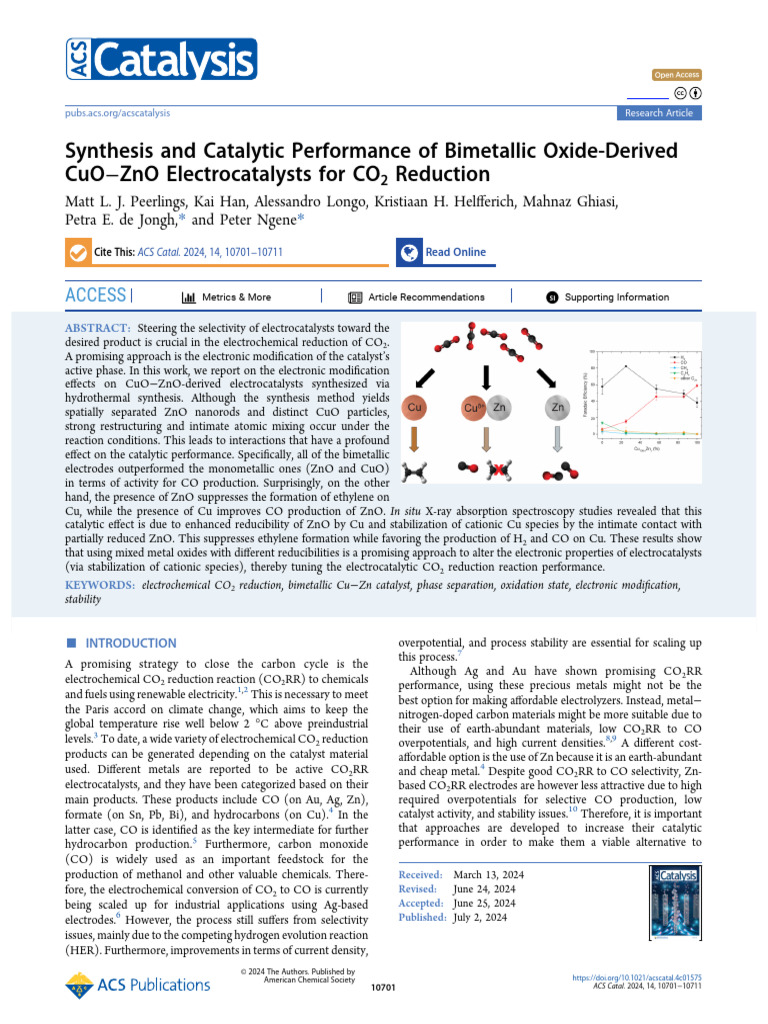 Peerlings 2024 Synthesis and Catalytic Performance | PDF | Zinc Oxide ...