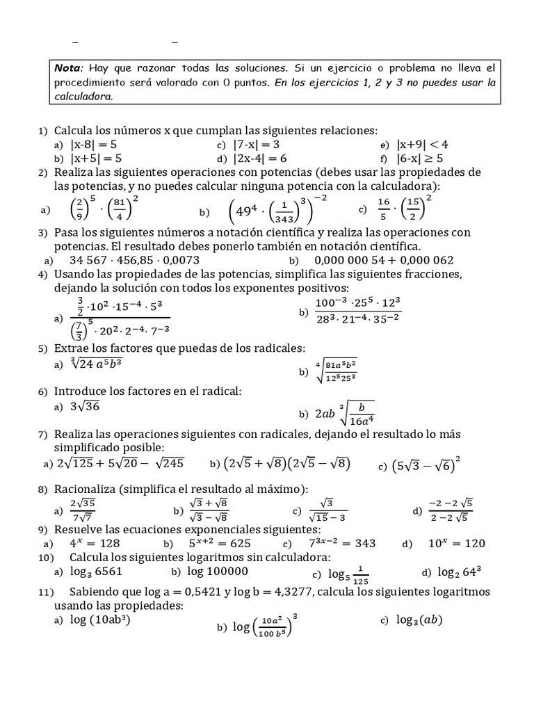 4eso - Matb.b1.t1.numeros Reales - Ejercicios Repaso 1 | PDF ...