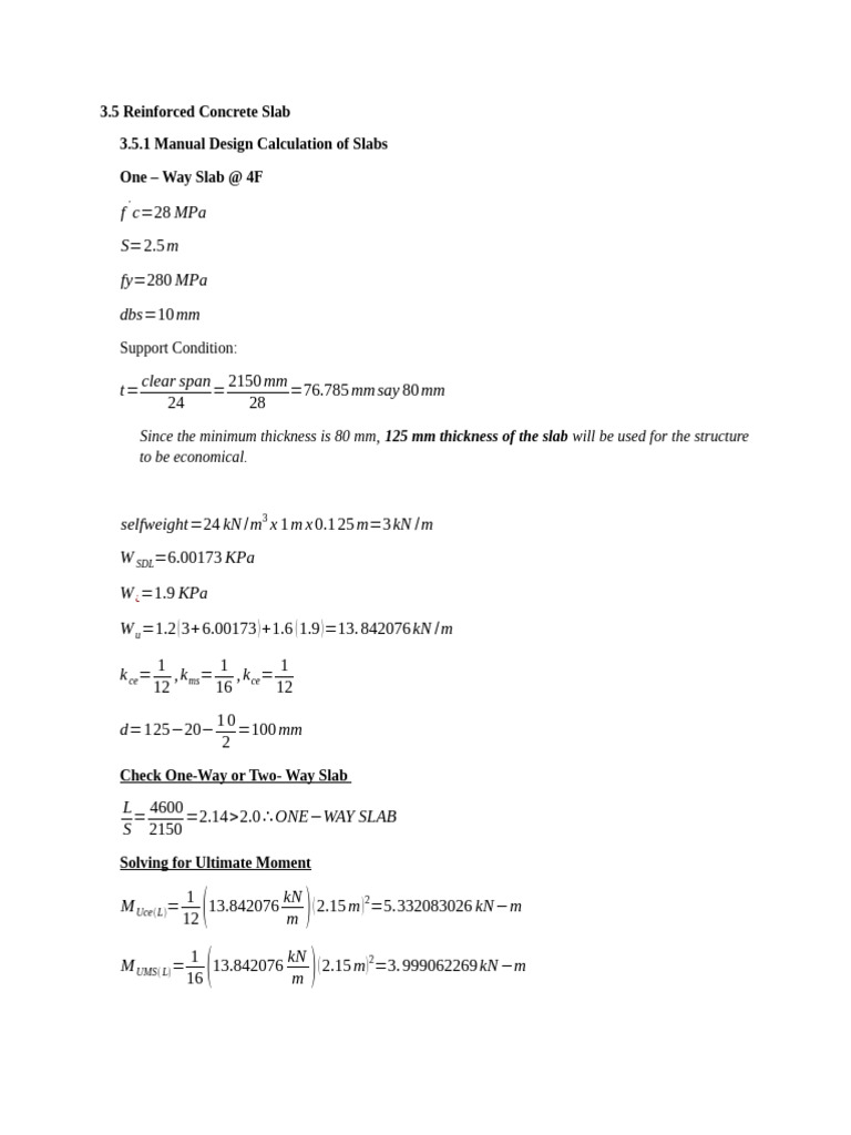 STEEL Manual Calculation of Slab With Revision | PDF | Building Engineering | Architectural Elements