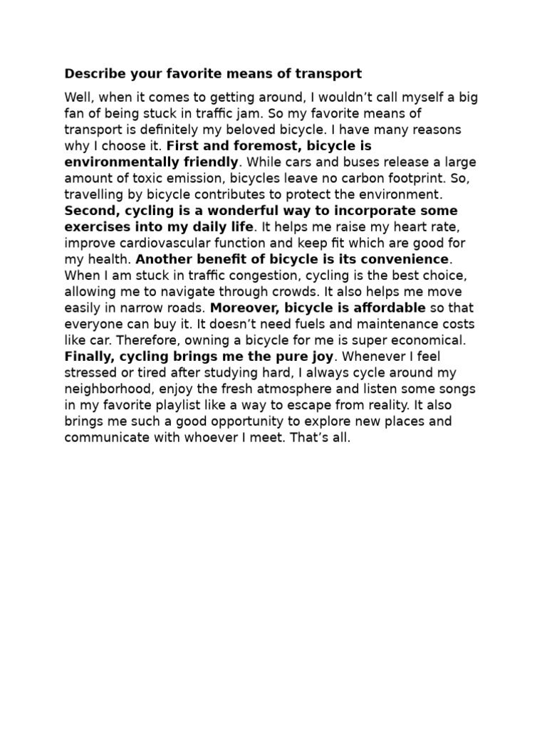 My Favorite Transport: The Bicycle | PDF